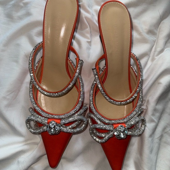 MACH & MACH | Shoes | Mach Mach Red And Silver Strappy Heels | Poshmark